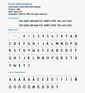 Manchester United 2023-2024 Font Vector - Font Download