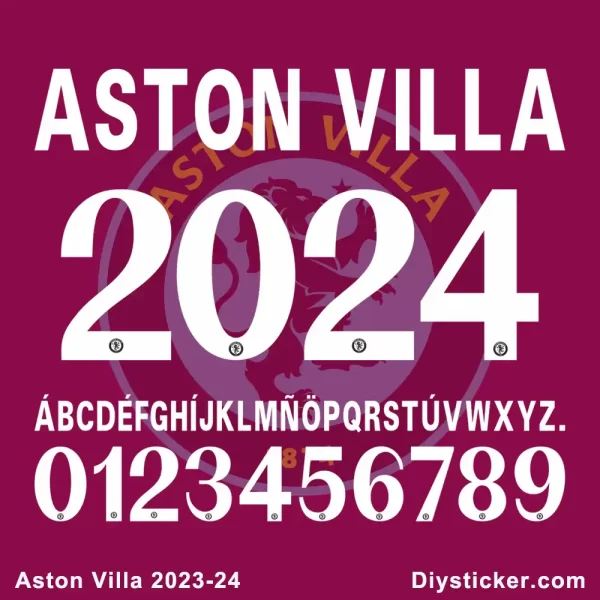 Aston Villa 2023-24 Font Vector - Iron-On Sticker Aston Villa 2023-24 Font Vector - Iron-On Sticker